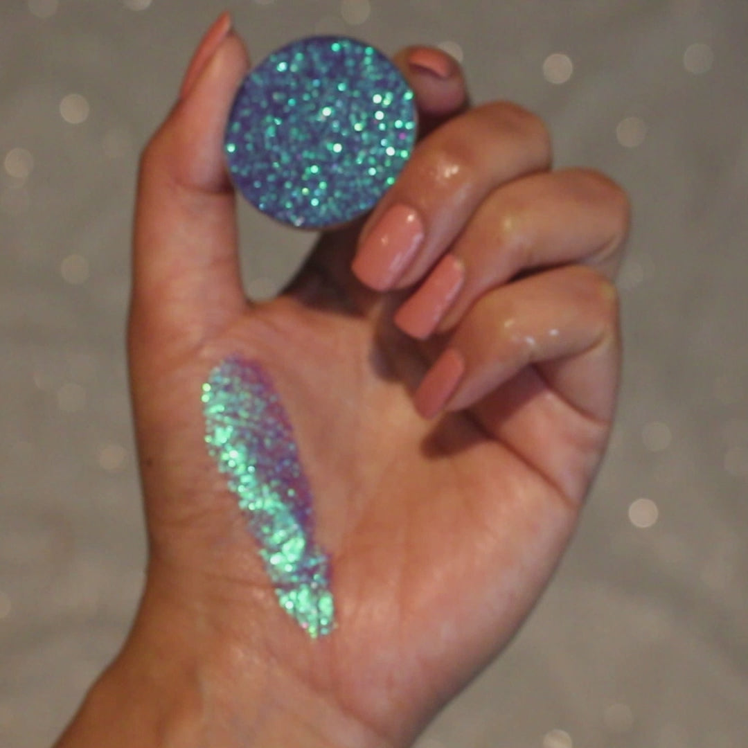 Blue Iridescent Pressed Glitter Eyeshadow, Highly Pigmented Vegan ...